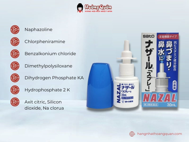 Xịt Mũi Nazal Sato 30ml | Hàng Nhật Hoàng Quân