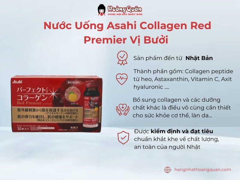 Nước Uống Asahi Collagen Red Premier 2500mg | Hàng Nhật Hoàng Quân