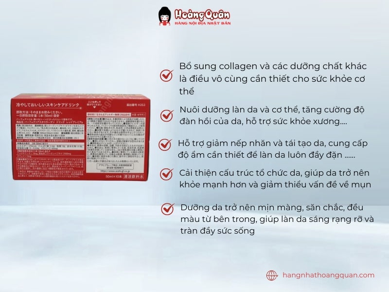 Nước Uống Asahi Collagen Red Premier 2500mg | Hàng Nhật Hoàng Quân