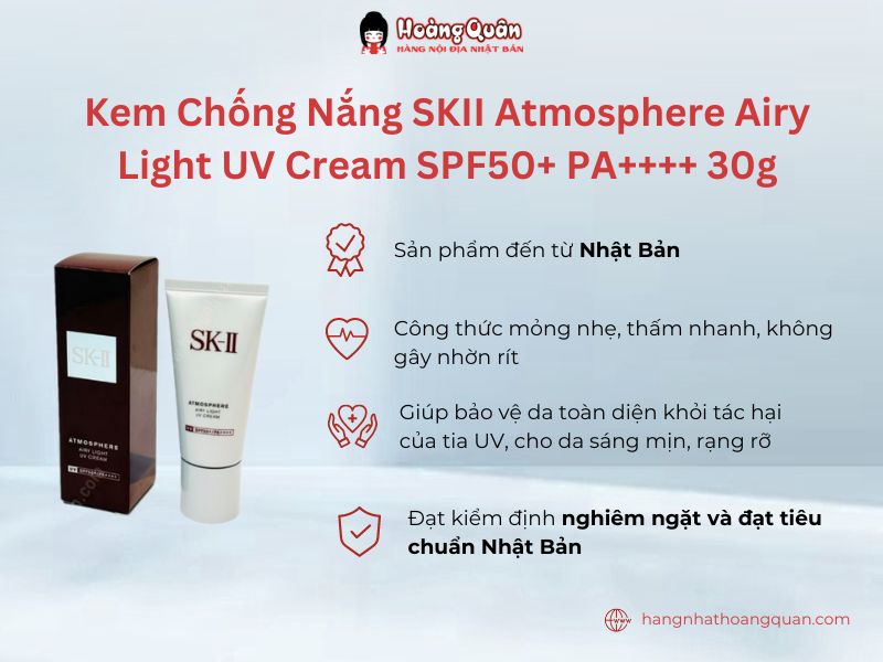 Kem Chống Nắng SKII Atmosphere Airy Light UV Cream SPF50+ PA++++ 30g | Hàng Nhật Hoàng Quân