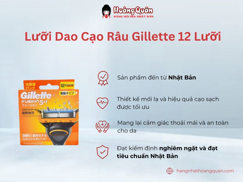 Lưỡi Dao Cạo Râu Gillette 12 Lưỡi | Hàng Nhật Hoàng Quân